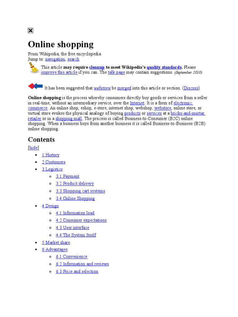 Online Shopping: To Meet Wikipedia's - Please | PDF | Online Shopping ...
