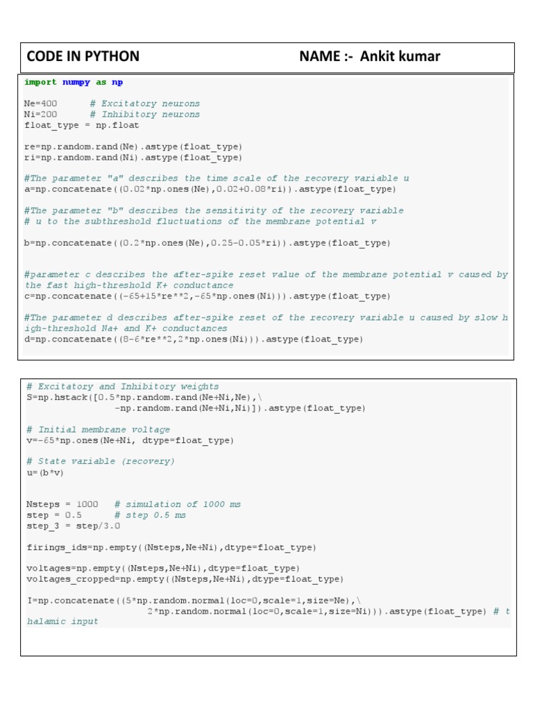 Neuron Spiking Code in Python | PDF | Inhibitory Postsynaptic Potential ...