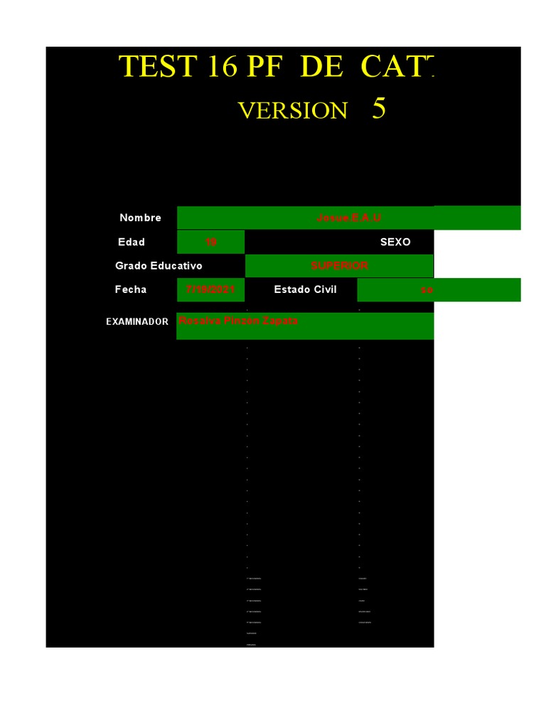 Excel Test 16pf | PDF | Caballos