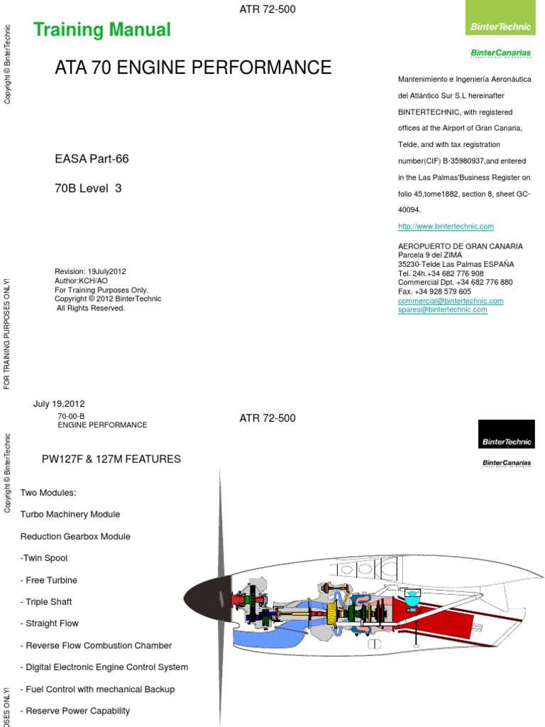 Ata 70 Engine Performance: Training Manual | PDF | Turbocharger | Takeoff