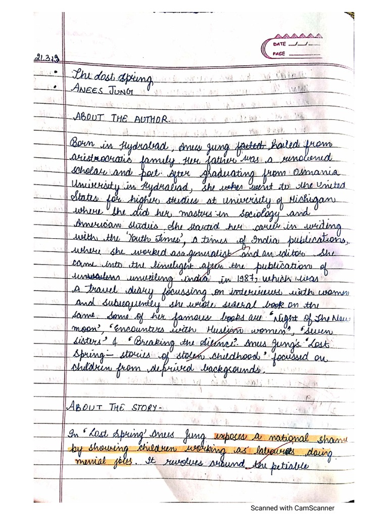 Lost Spring (Hand Written Notes) | PDF