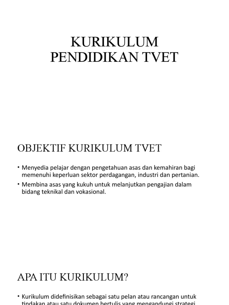 Kurikulum Pendidikan Tvet | PDF