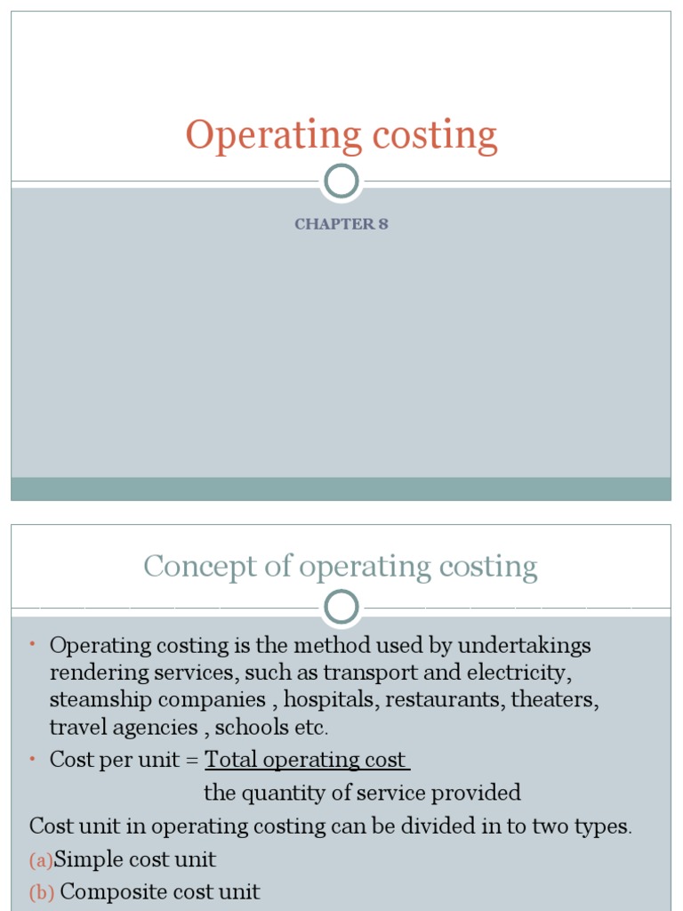Operating Costing | Download Free PDF | Expense | Transport