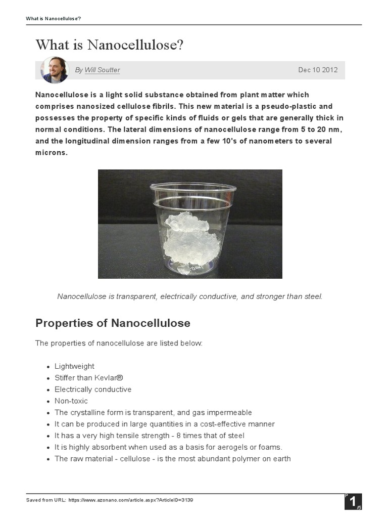 What Is Nanocellulose | PDF | Materials | Applied And Interdisciplinary ...