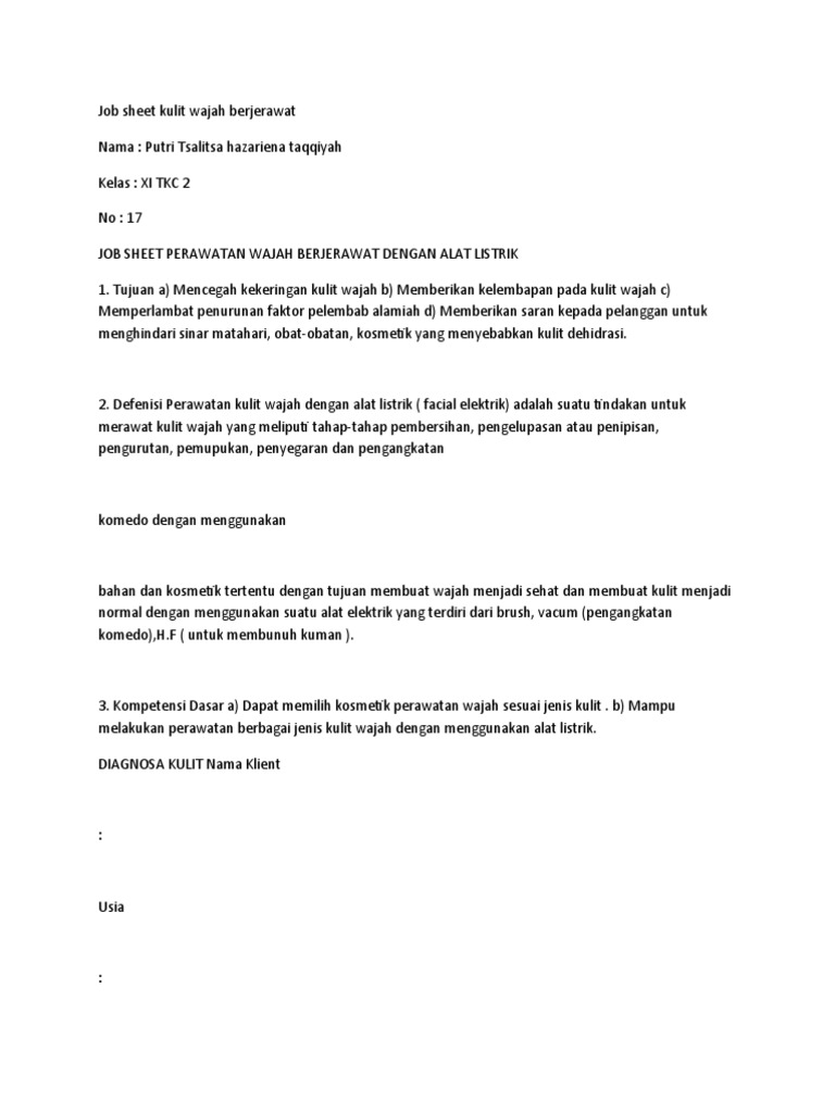 Job Sheet Kulit-Wps Office Putri Tsalitsa Xi TKC 2 | PDF