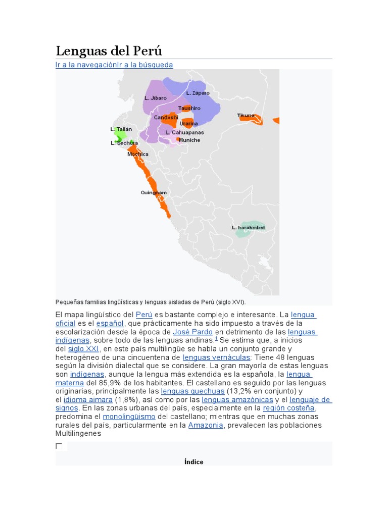 Lenguas Del Perú | PDF | Cognición | Familias de idiomas