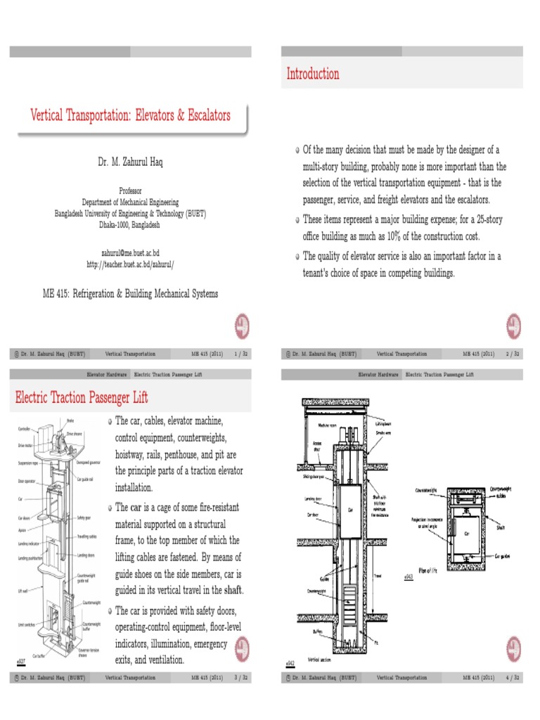 Vertical Transportation Systems: An Overview of Elevators and Escalators | PDF | Elevator ...