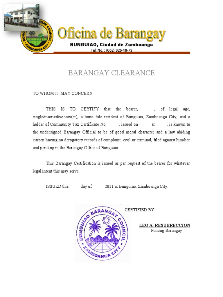Brgy. Clearance (Form Fields) | PDF