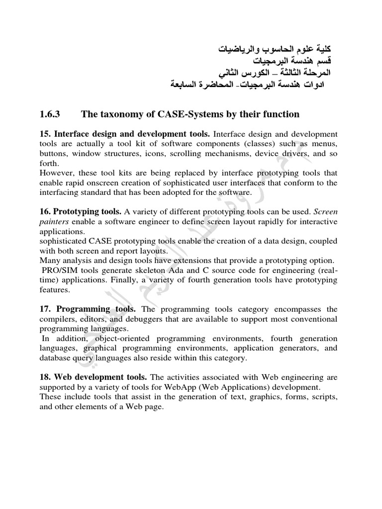 Taxonomy of CASE Tools in Software Engineering | PDF | Software ...