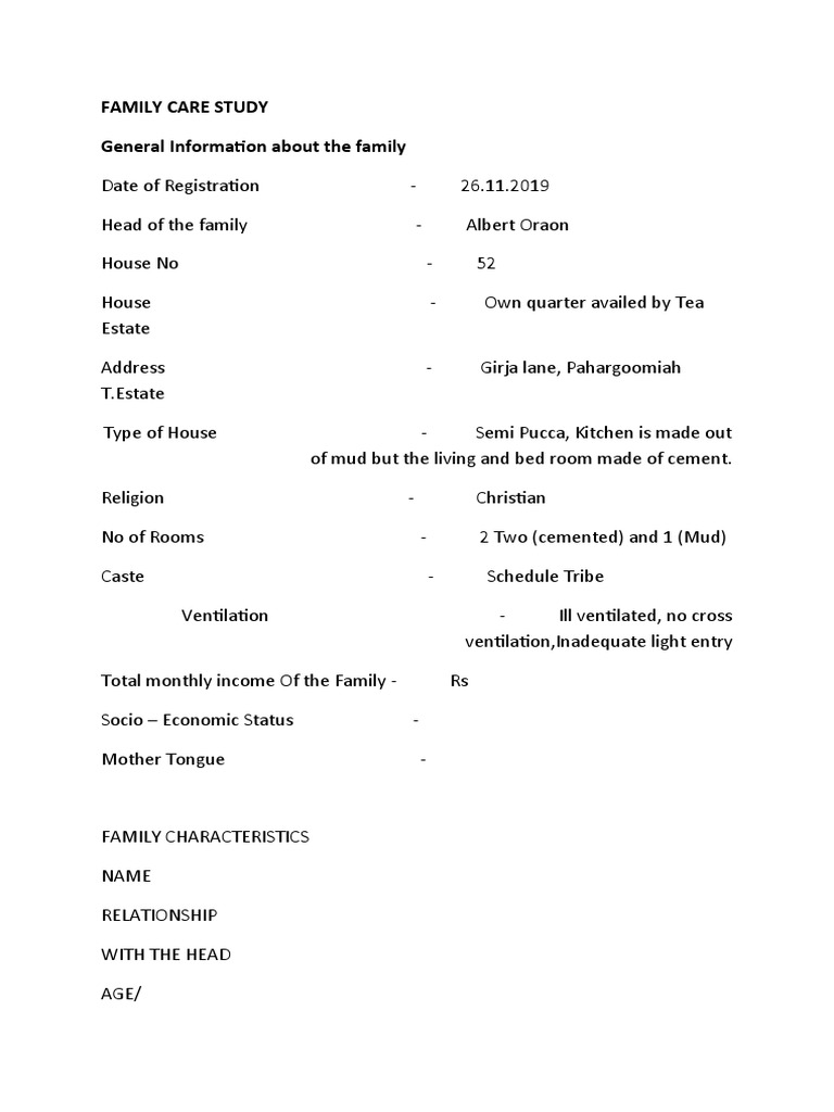 Family Care Study | PDF | Hygiene | Foods
