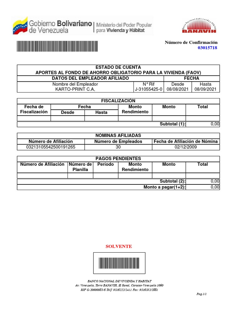 Solvencia Faov | PDF | Negocios