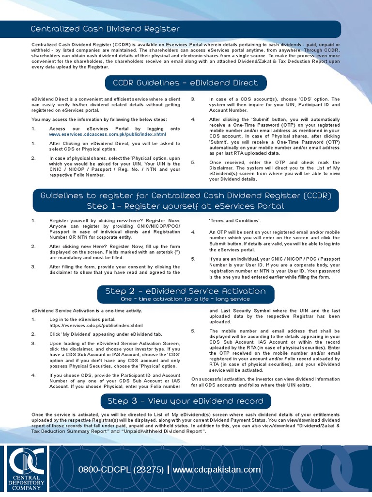 CCDR Registration Guidelines | PDF | Dividend