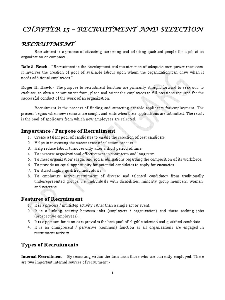 UNIT 4 Topic 5 - RECRUITMENT AND SELECTION | PDF | Recruitment | Employment