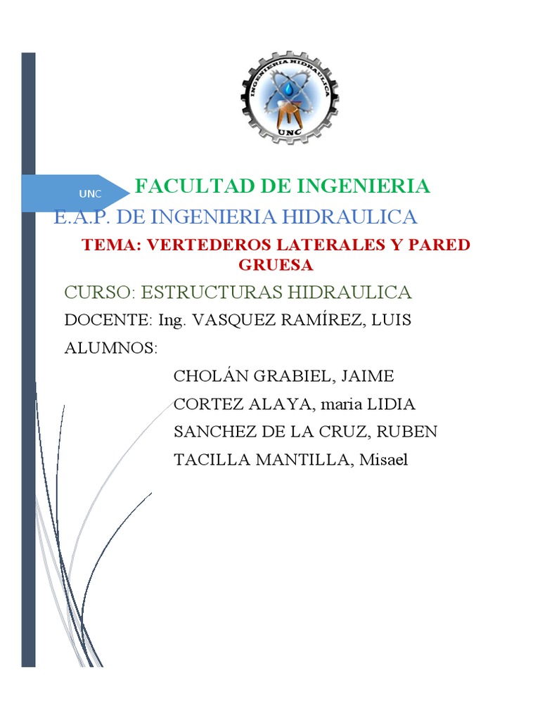 Vertederos Laterales y de Pared Gruesa | PDF | Canal | Hidrología