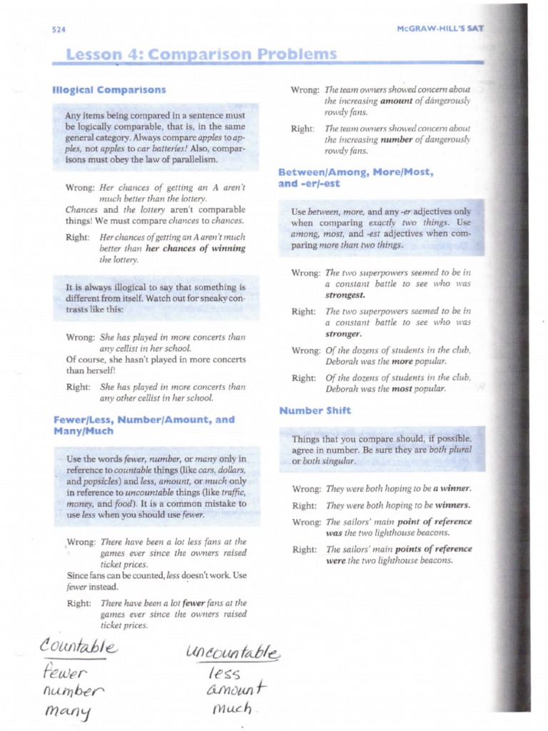 SAT Lesson 4 Comparison Problems | PDF