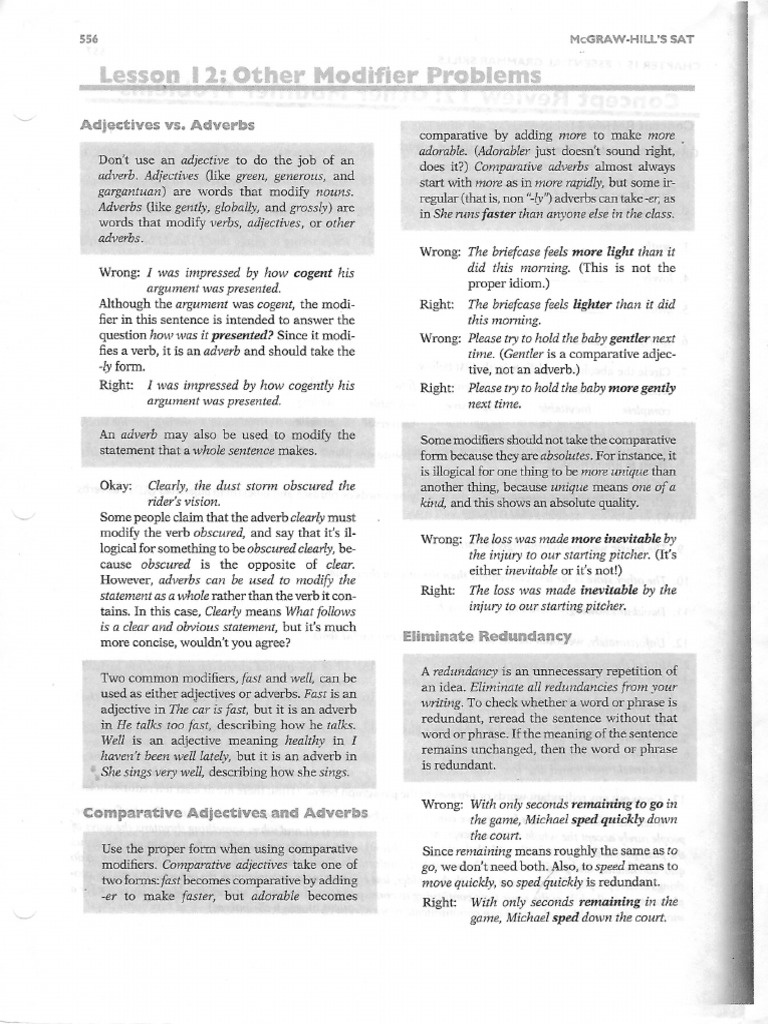 SAT Lesson 12 Other Modifer Problems | PDF