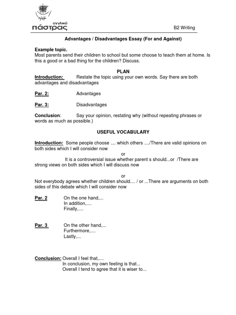 Advantages and Disadvantages Essay Guide | PDF | Adolescence | Essays