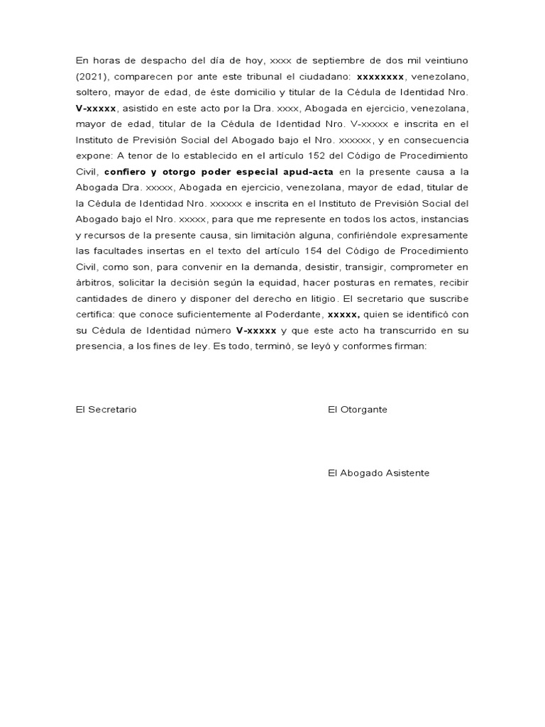 Modelo Poder-Apud-Acta 2021 | PDF