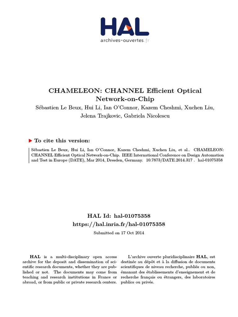 CHAMELEON: CHANNEL Efficient Optical Network-on-Chip | PDF | Computer Network | System On A Chip