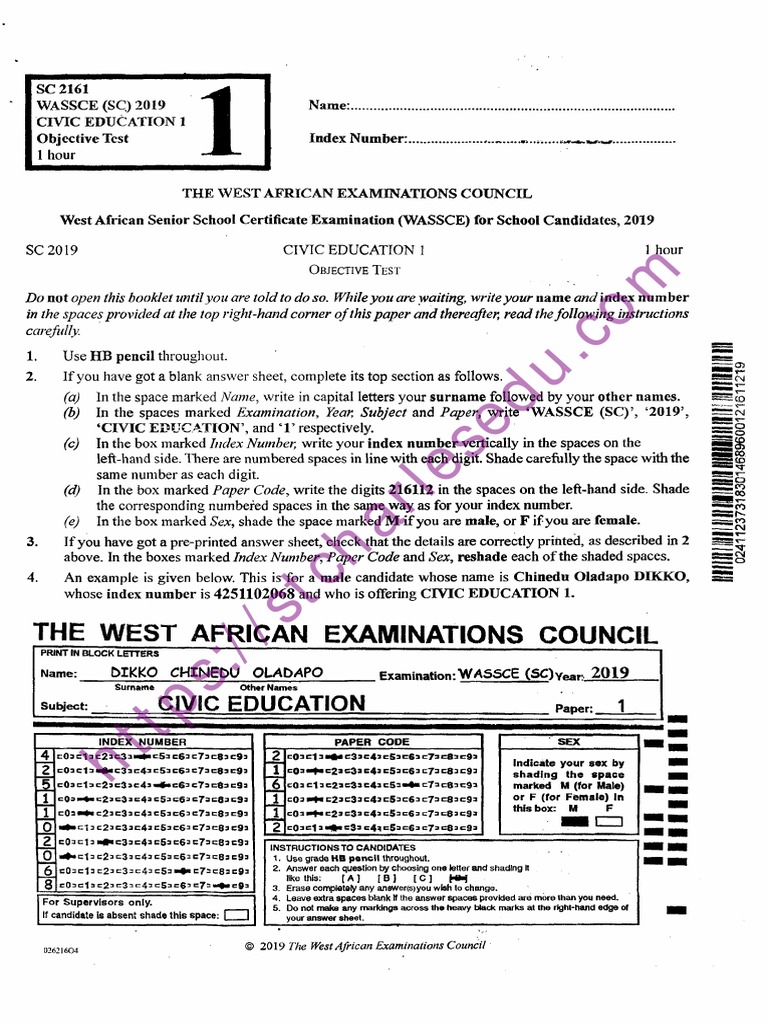 WAEC Civic Education Past Questions PDF | PDF | Social Institutions ...