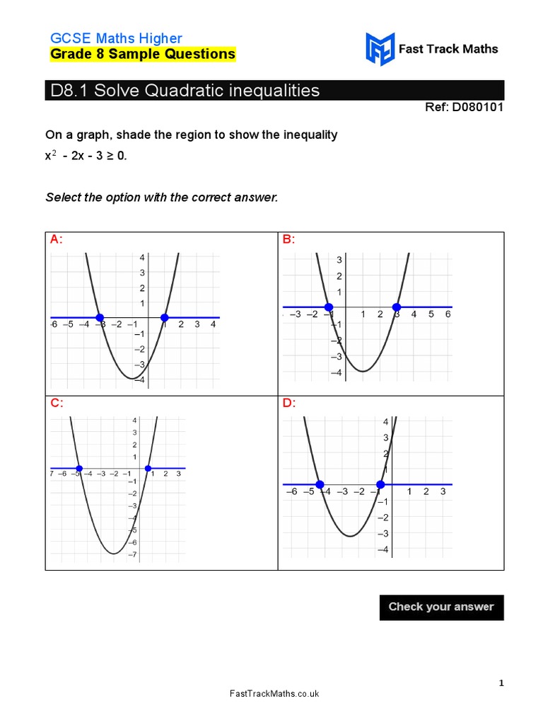 GCSE Maths Higher - Grade 8 Revision - Sample Questions | PDF ...