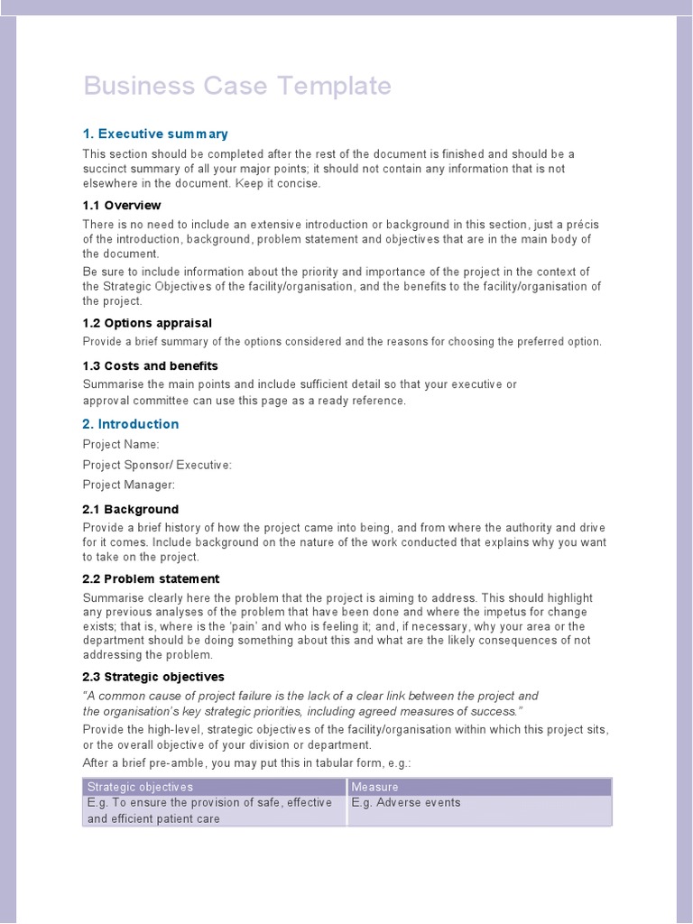 Business Case Template 10 | PDF | Project Management | Risk