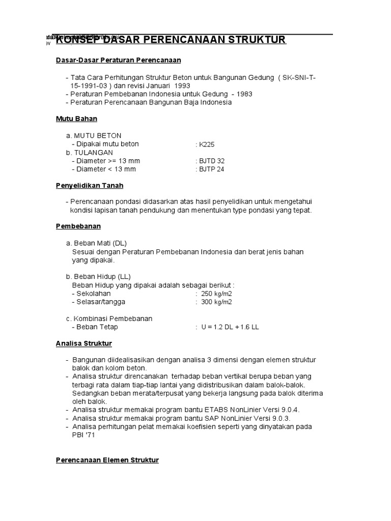 Dokumen - Tech Konsep Dasar Perencanaan Struktur Bangunan 3 Lantai | PDF