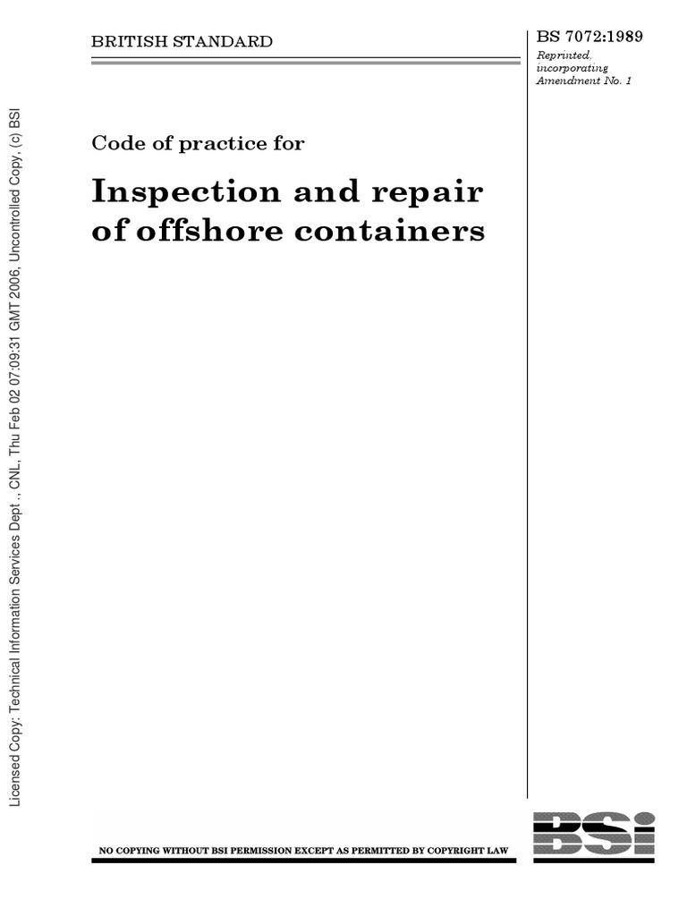 BS 7072 (1989) | PDF | Nondestructive Testing | Cargo