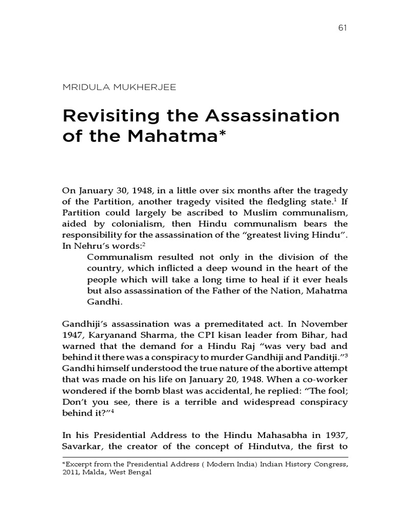 Marxist Mridula Gandhi Assasination | PDF | Mahatma Gandhi | Jawaharlal Nehru