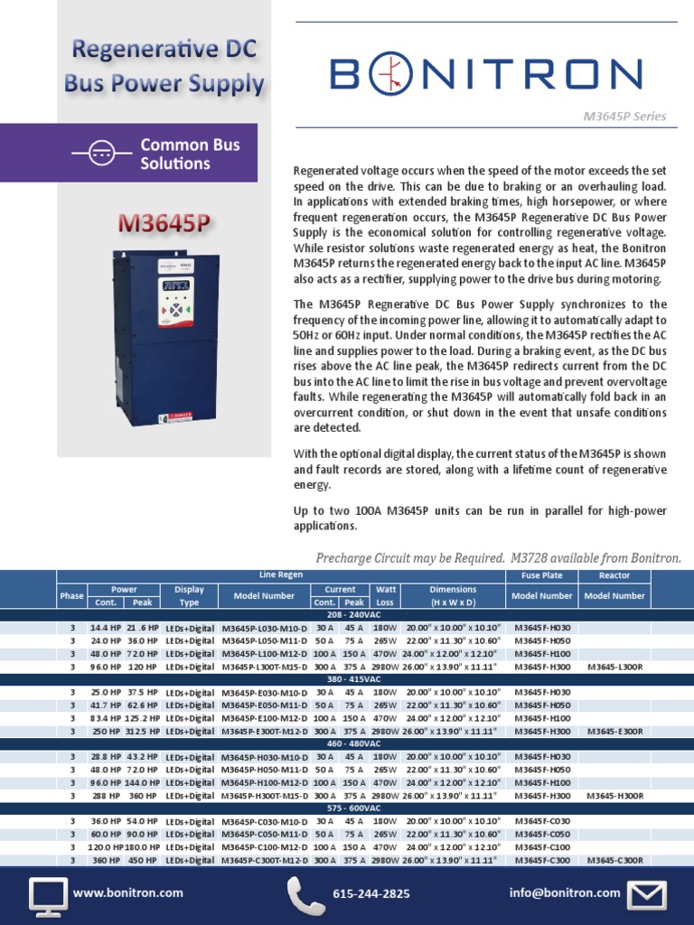 Bonitron Regenerative DC Bus Power Supply | PDF | Power Supply ...