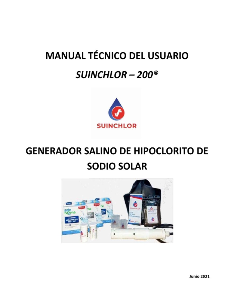 Manual Tecnico Del Usuario Suinchlor | PDF | Agua | sal