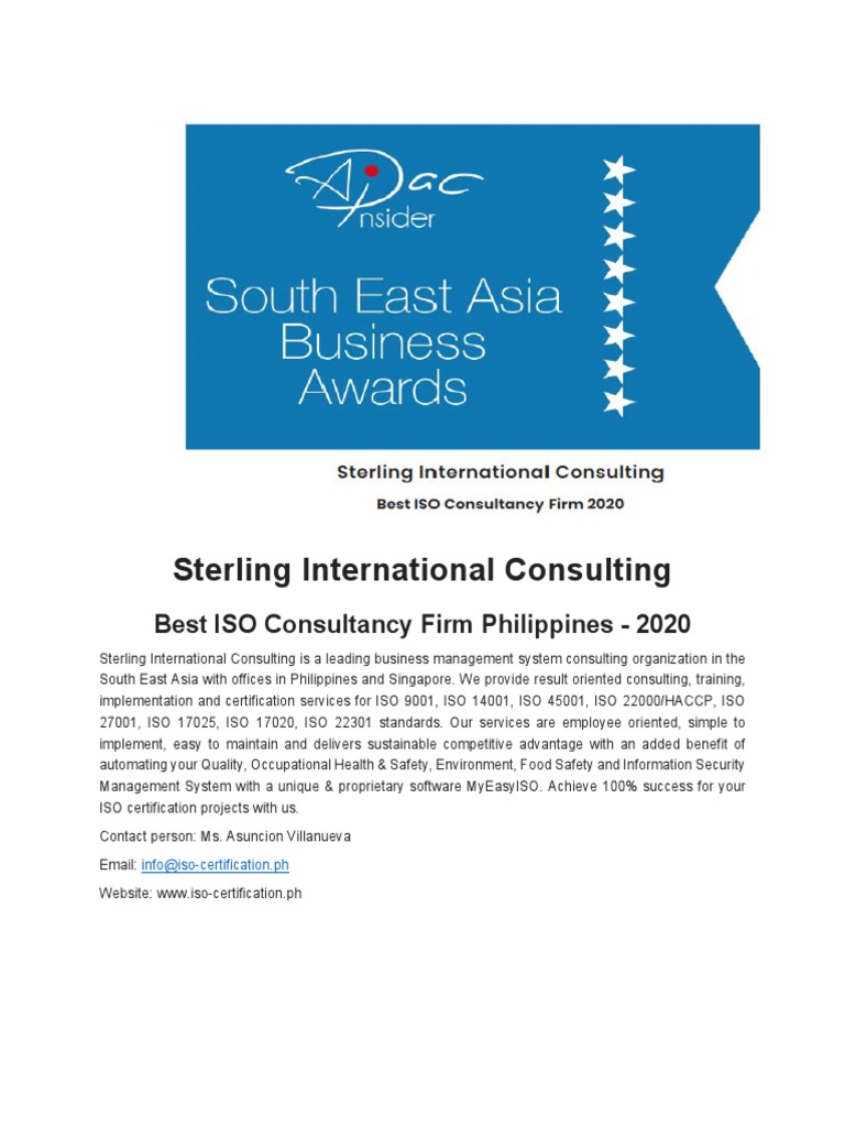 Sterling International Consulting Philippines - 2020 Best ISO ...