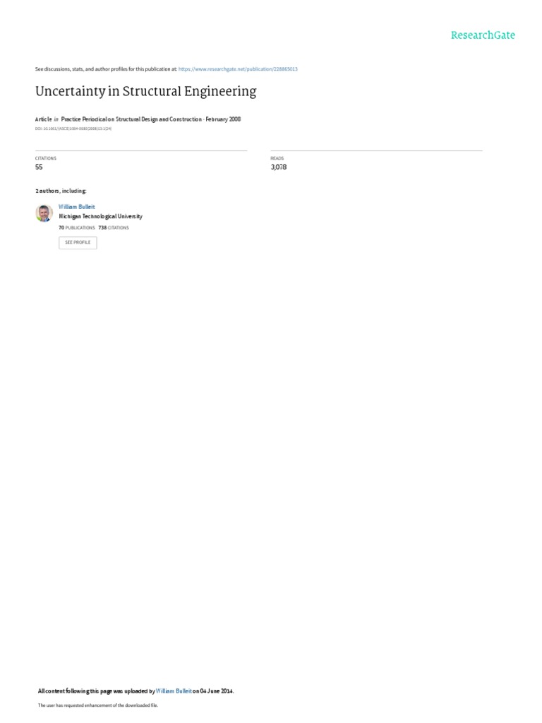 Uncertainty in Structural Engineering: Practice Periodical On ...