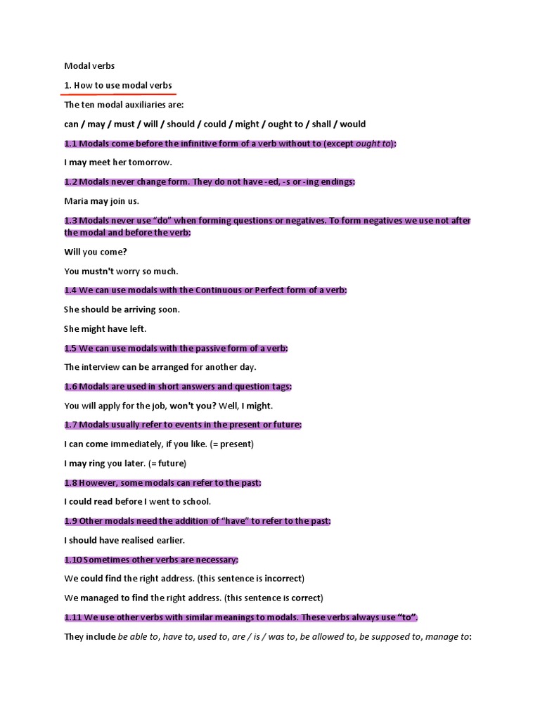 Can / May / Must / Will / Should / Could / Might / Ought To / Shall ...