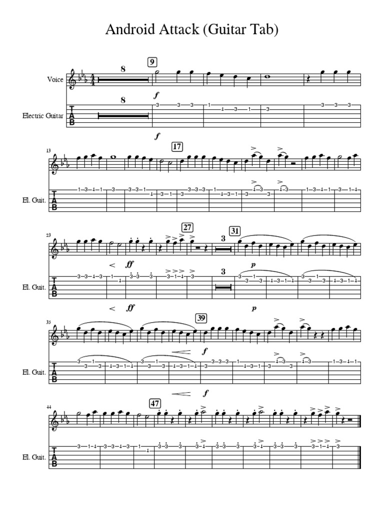 Android Attack Guitar Tab | PDF | Guitar Family Instruments | Guitars