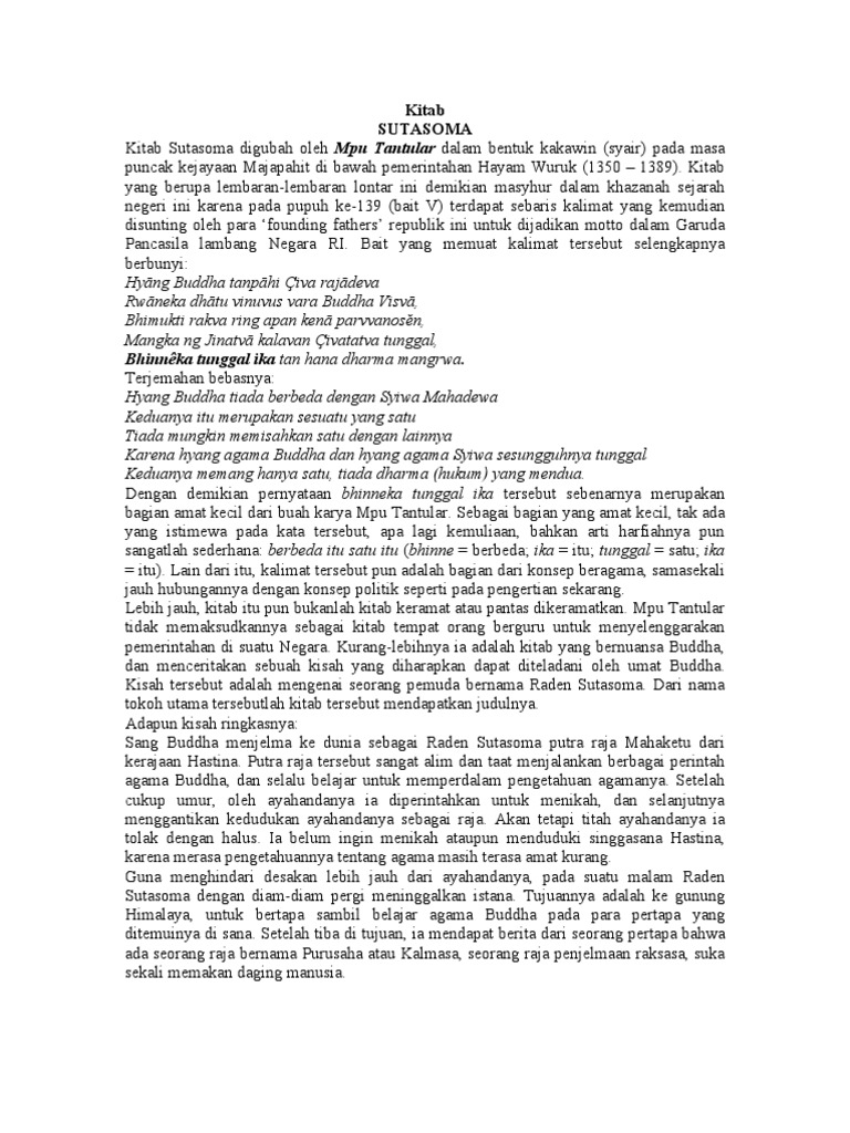 Sejarah dan Isi Kitab Sutasoma | PDF