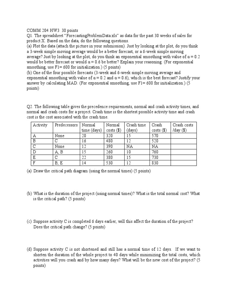 COMM 204 HW3 30 Points | PDF