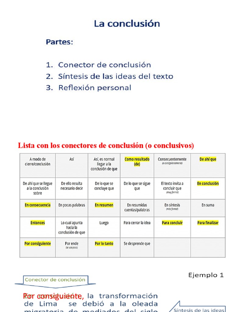 Conectores y Estructura de Conclusión | PDF
