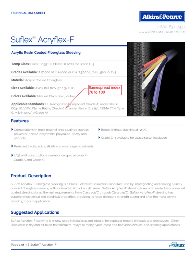 Suflex Acryflex F Sleeving | PDF | Fiberglass | Amorphous Solid