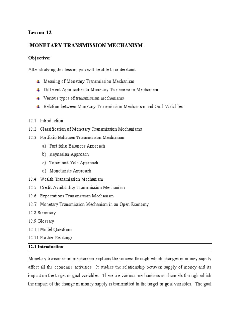 Monetary Transmission Mechanism | PDF | Money Supply | Exchange Rate