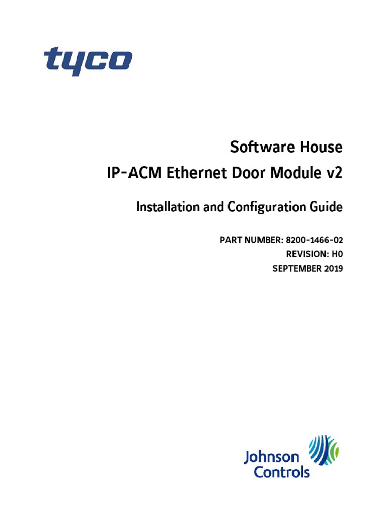 Software House IP-ACM Ethernet Door Module v2: Installation and ...