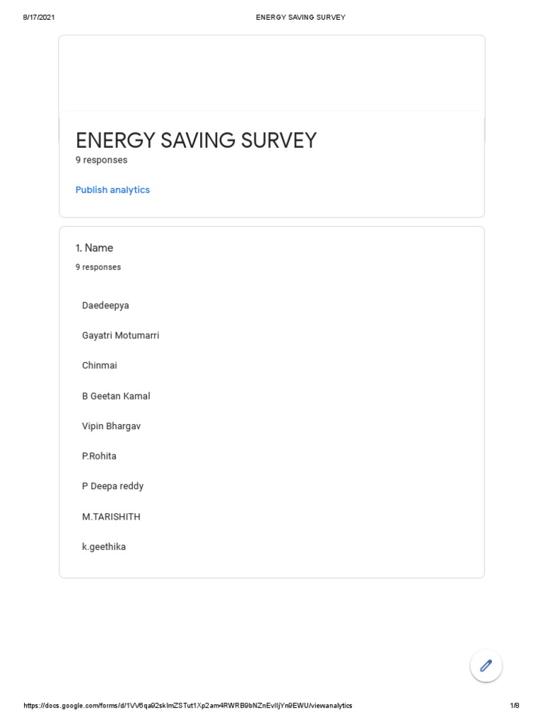 Energy Saving Survey | PDF | Energy Conservation