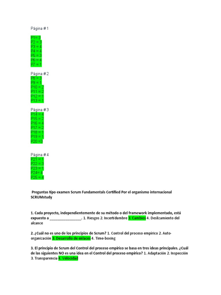 Examen Scrum Fundamentals Preguntas | PDF | Scrum (desarrollo de software)
