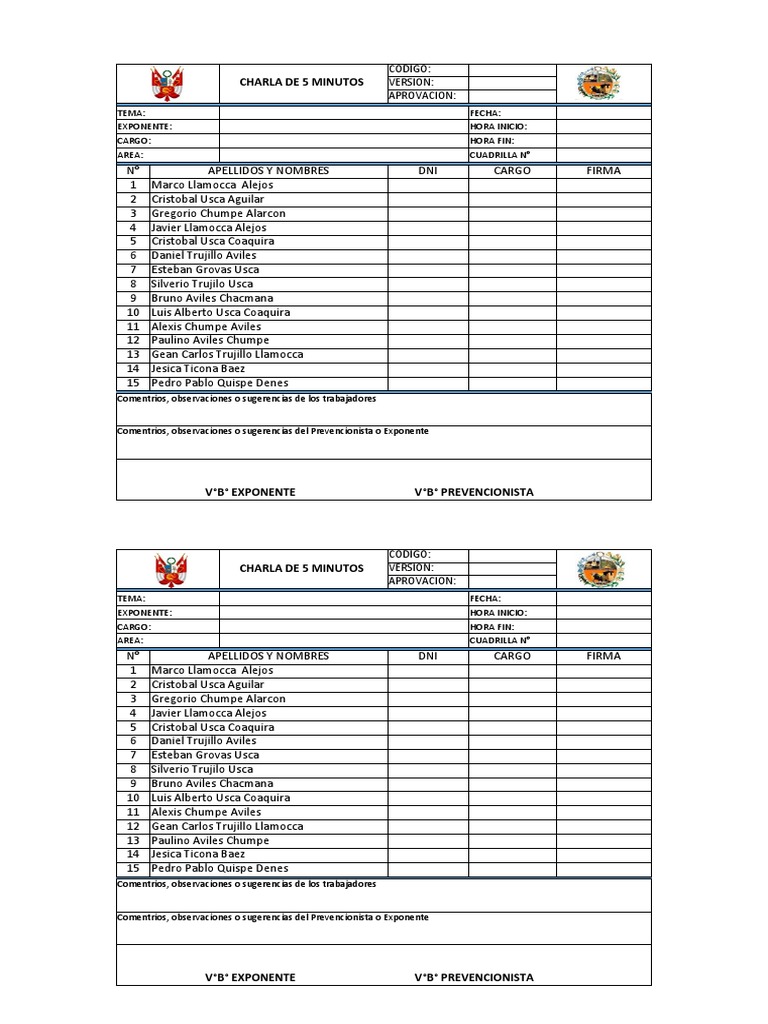Formato de Charla de 5 Minutos | PDF