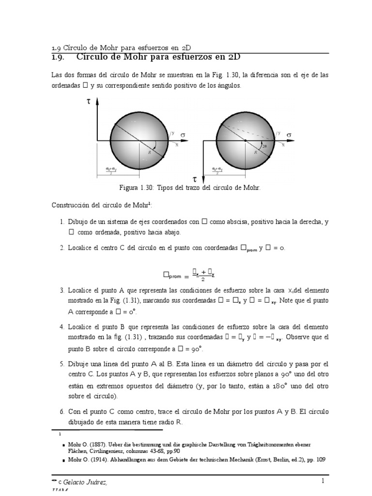 Círculo de Mohr: análisis de esfuerzos biaxiales y triaxiales | PDF | Sistema de coordenadas ...