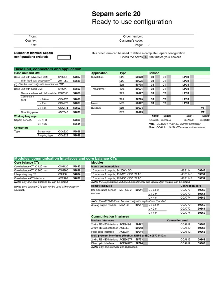 Ready-To-Use Configuration: Sepam Serie 20 | PDF | Optical Fiber ...
