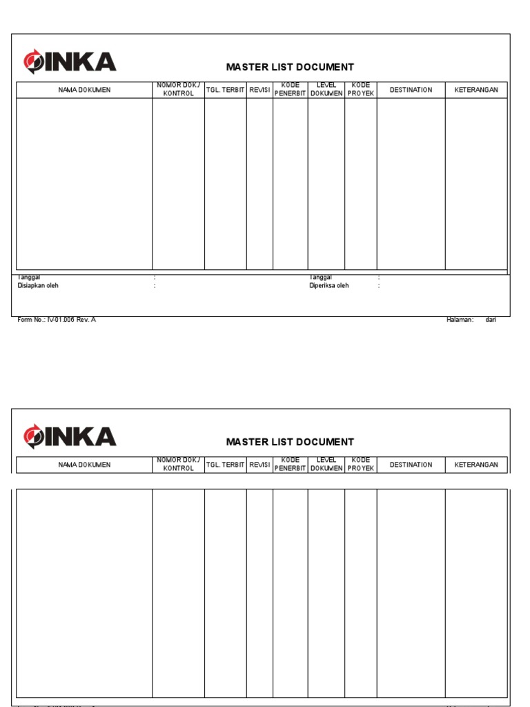 Iv 01006 Master List Document A Pdf