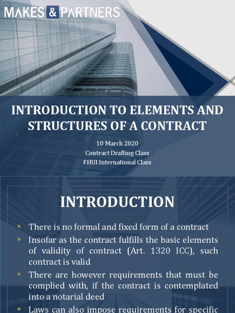 Lecture 6 - FHUI (Introduction To Elements and Structures of A Contract ...