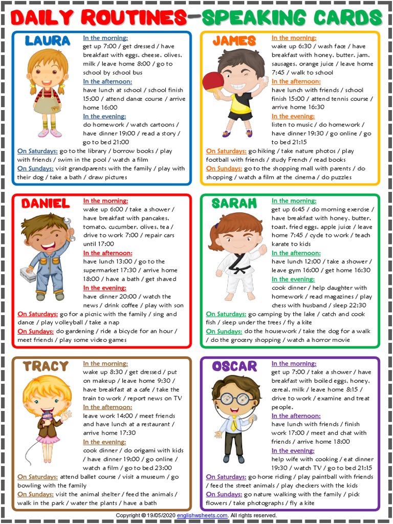 Daily Routines Simple Present Tense | PDF