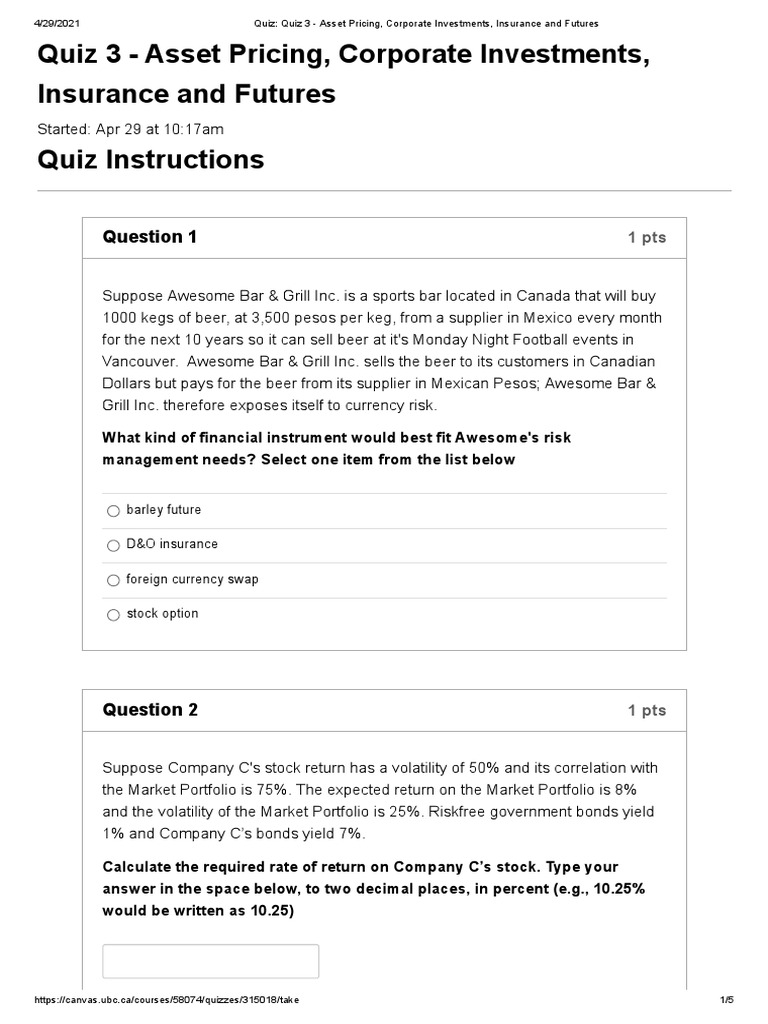Futures Trading Quiz Overview | PDF | Futures Contract | Bonds (Finance)